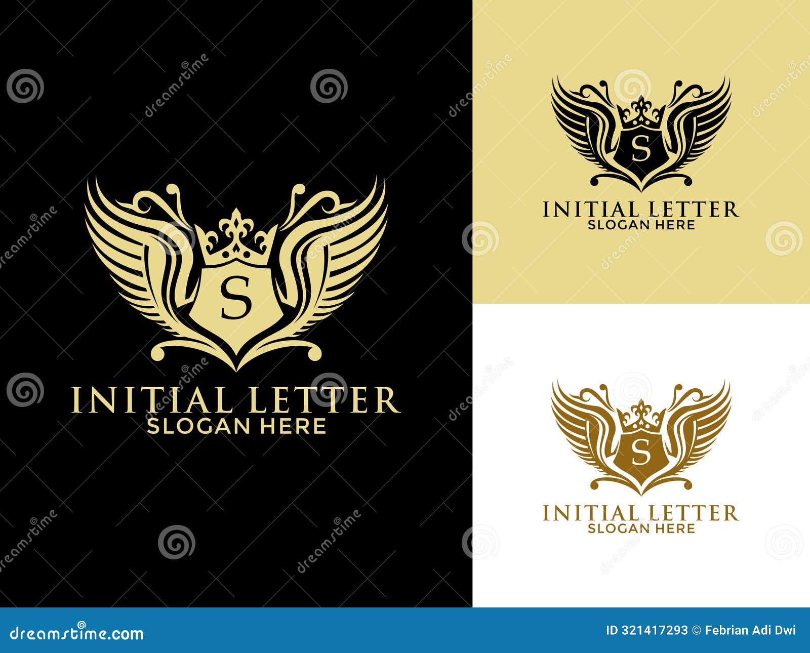 Luxury Royal Wing Letter S Logo Vector, Luxury Wing Crown Emblem ...