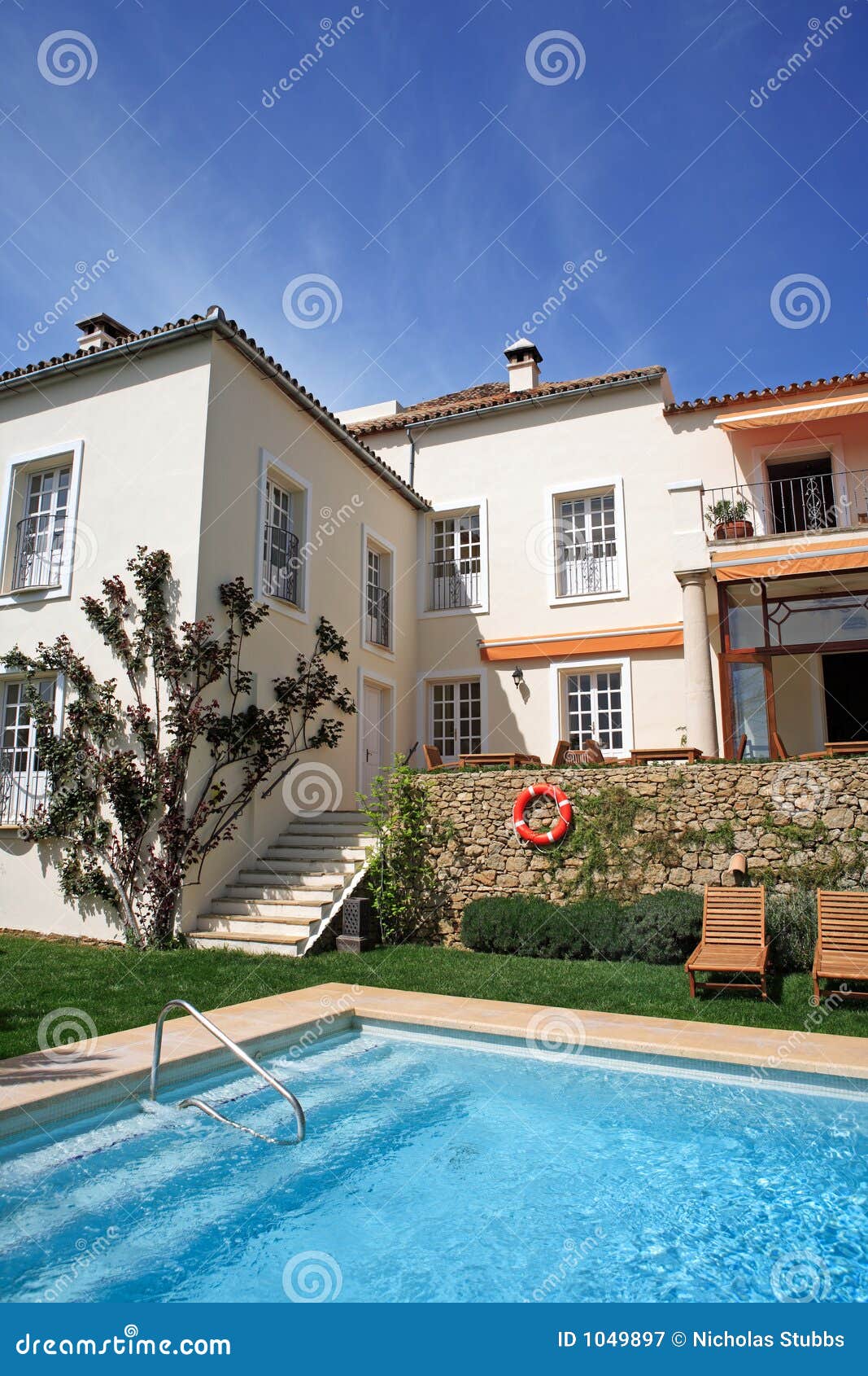 Luxury Rustic Hotel and Swimming Pool in Countryside Stock Image ...