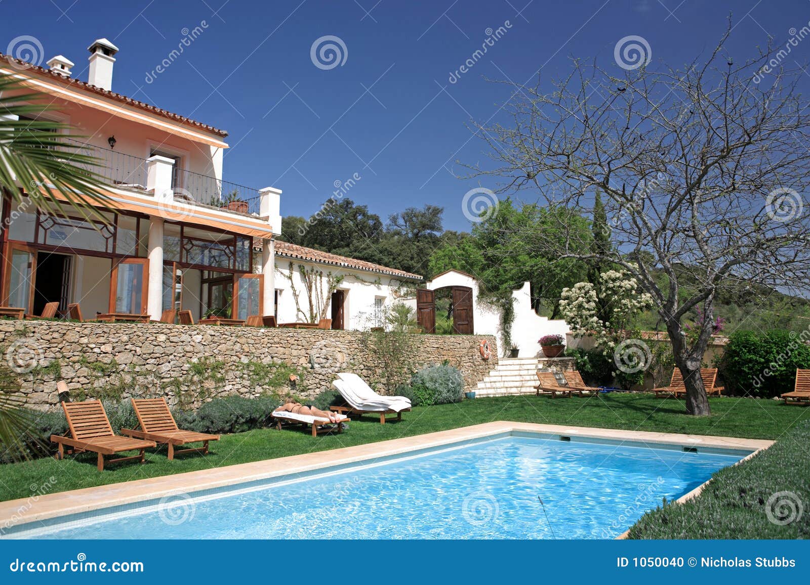 Luxury Rustic Hotel and Swimming Pool in Countryside Stock Photo ...