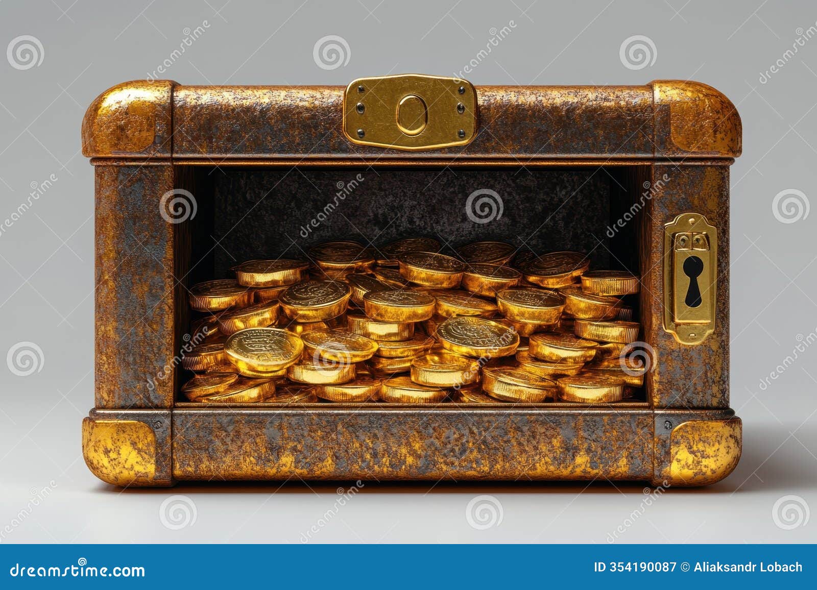 Luxury Safe with Gold Inside on White Insulated Background Stock Image ...