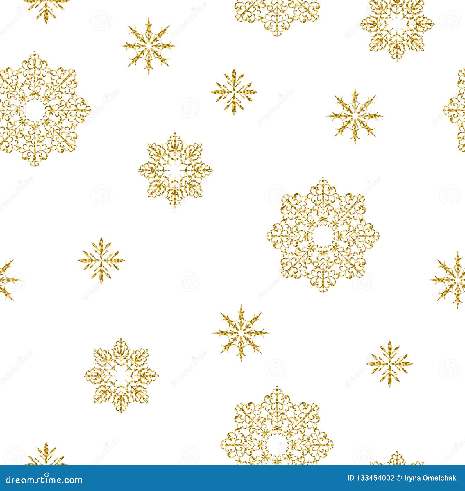 Luxury Seamless Pattern with Gold Snowflakes on a White Background ...