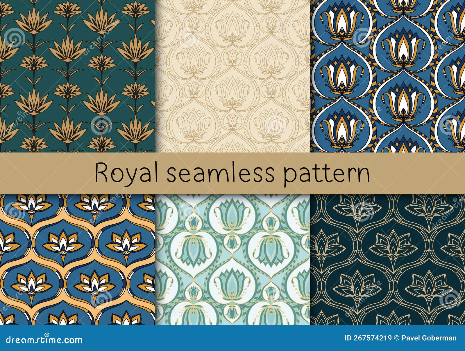 Luxury Seamless Patterns Collection. Vintage Design Elements Stock ...