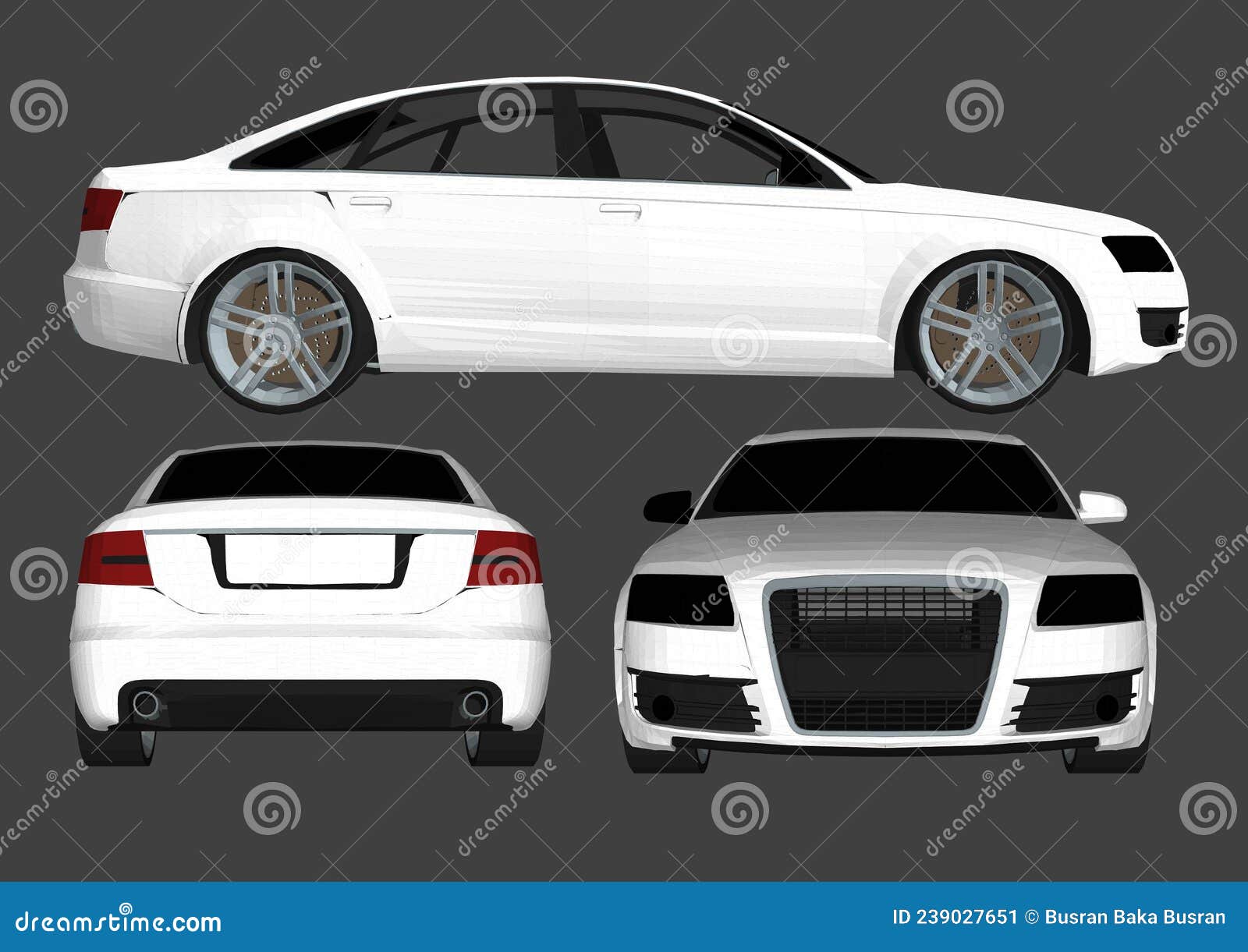 Luxury Sedan Car Isolated. 3D Rendering Stock Vector - Illustration of ...