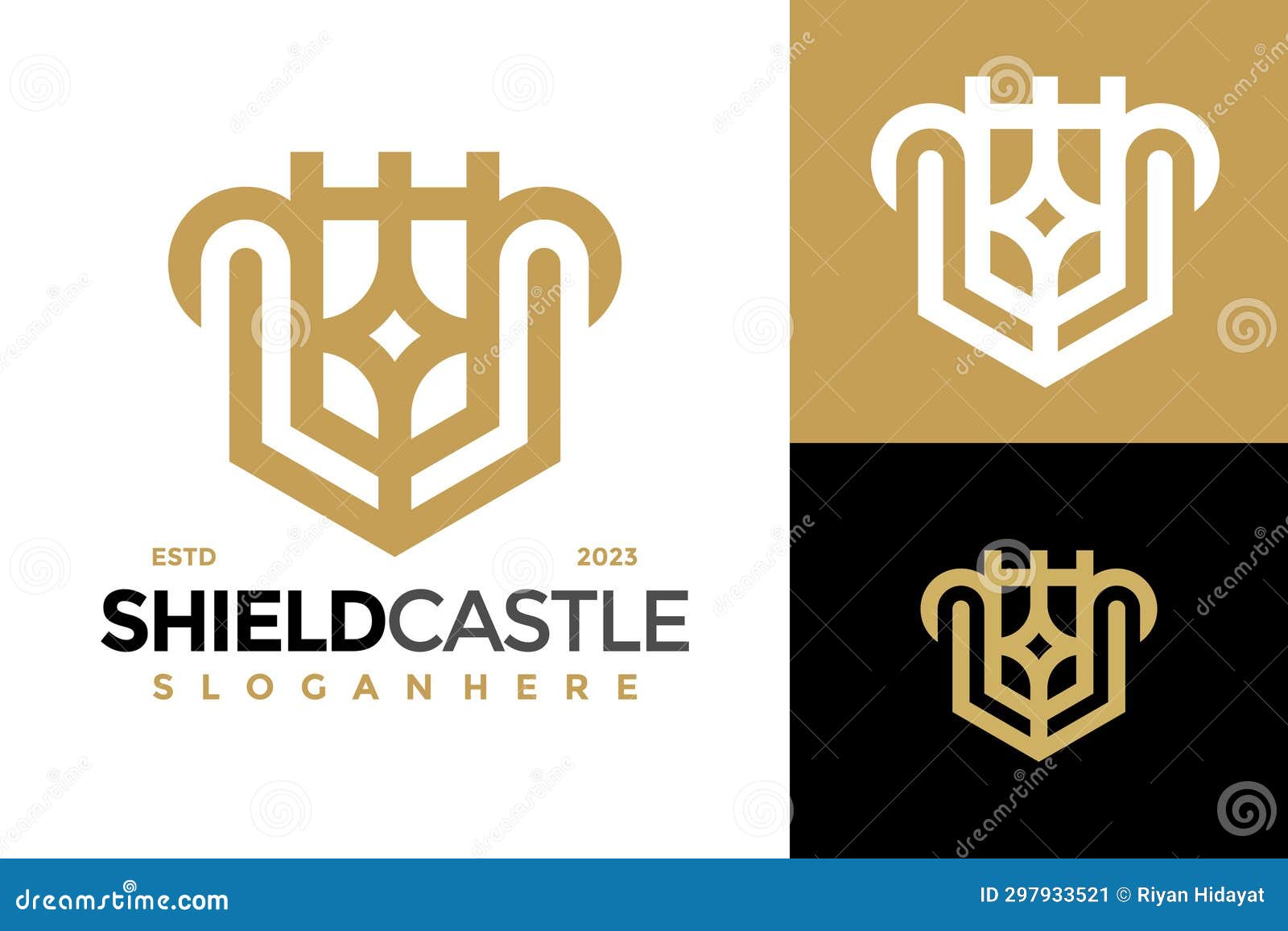 Luxury Shield Castle Logo Design Vector Symbol Icon Illustration Stock ...