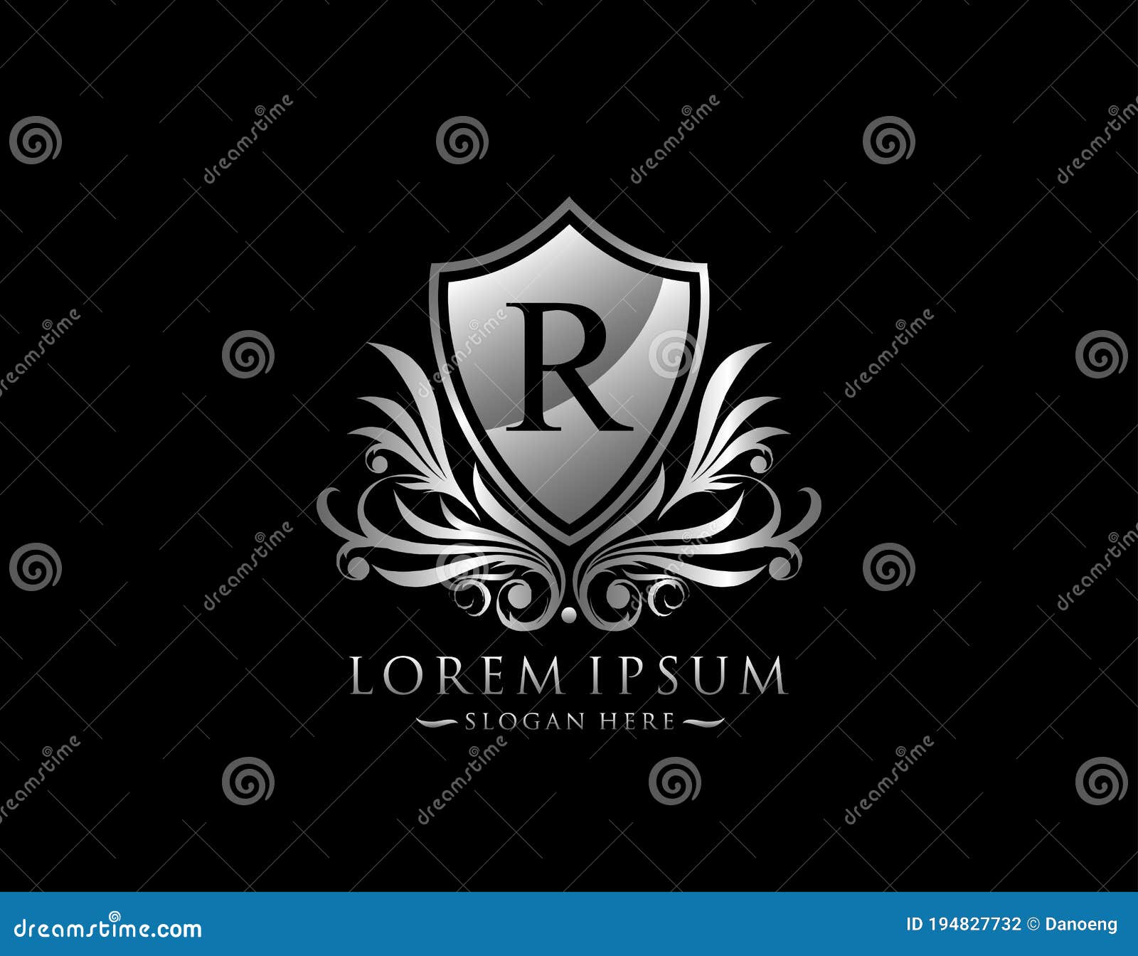 Luxury Shield R Letter Logo. Graceful Elegant Silver Shield Icon Design ...