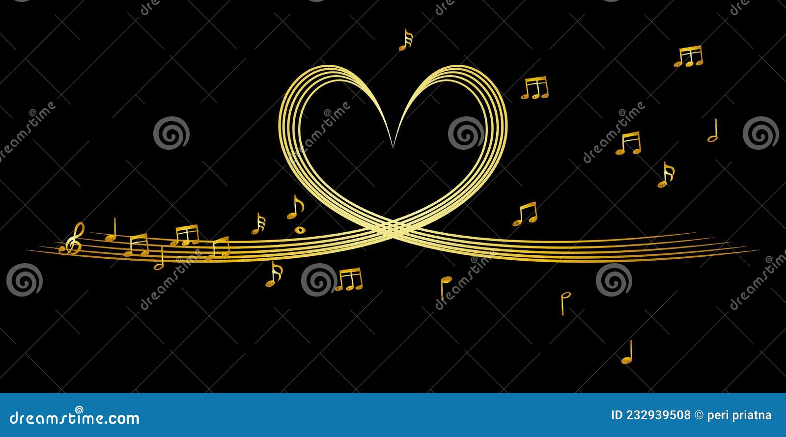 Luxury Shining Gold Notes. Doodle Music Notes Pattern Background Stock ...