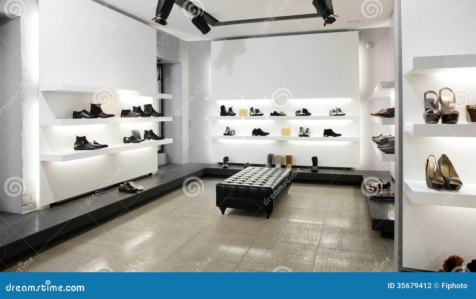 Luxury Shoe Store with Bright Interior Stock Photo - Image of bright ...