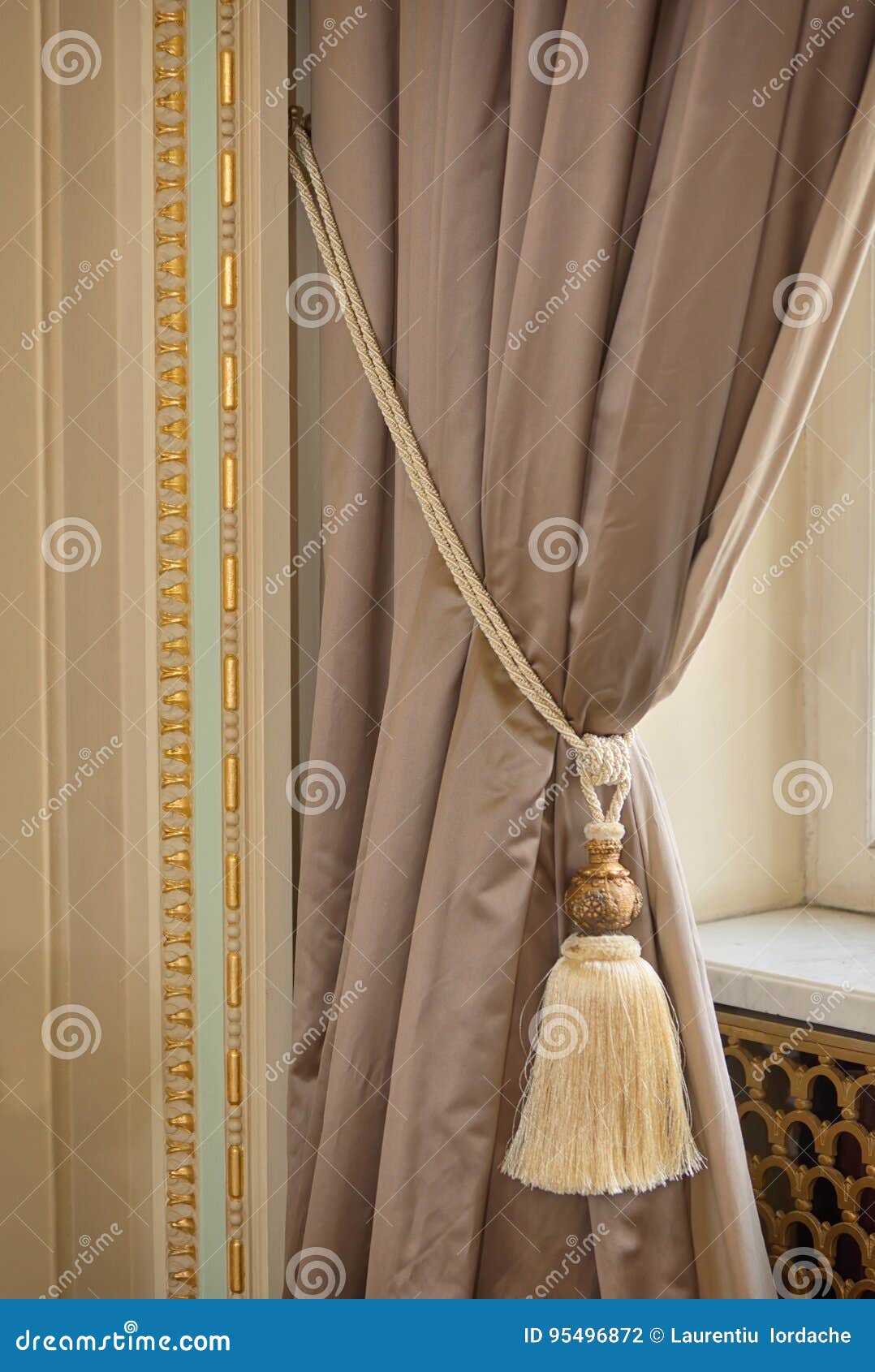 Luxury Silk Curtain and Tassel Stock Photo - Image of decorative ...