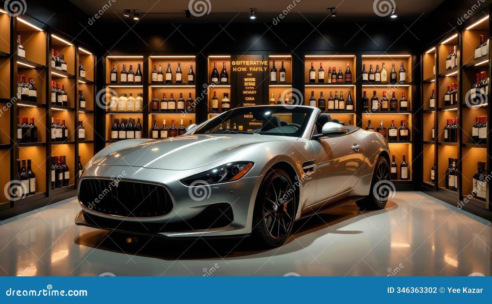 Luxury Silver Convertible Car in a Wine Cellar Garage Stock ...