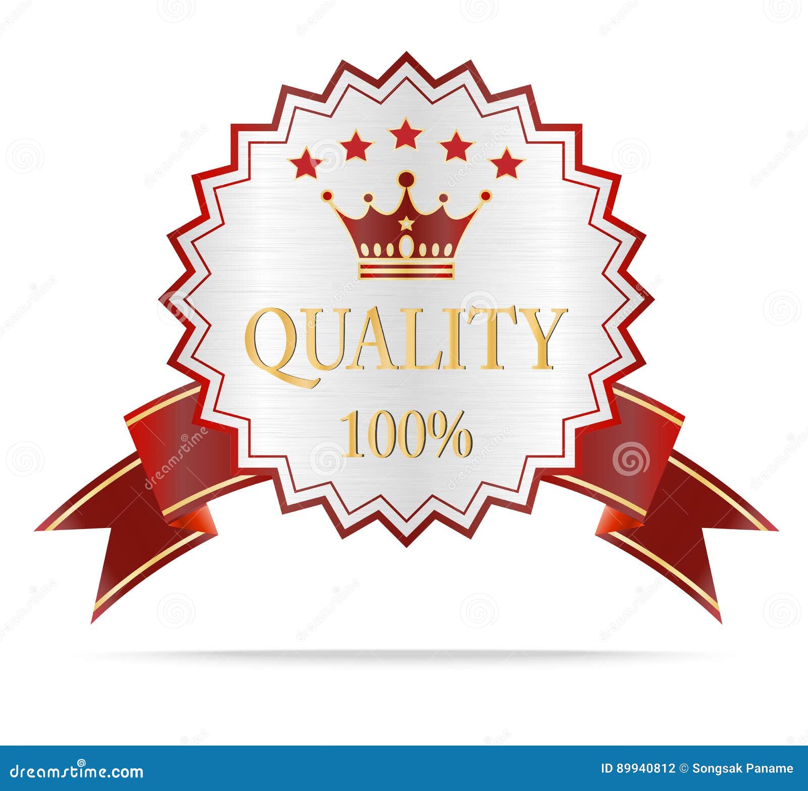 Luxury Silver and Red Ribbon Quality Guarantee Shields Label Stock ...