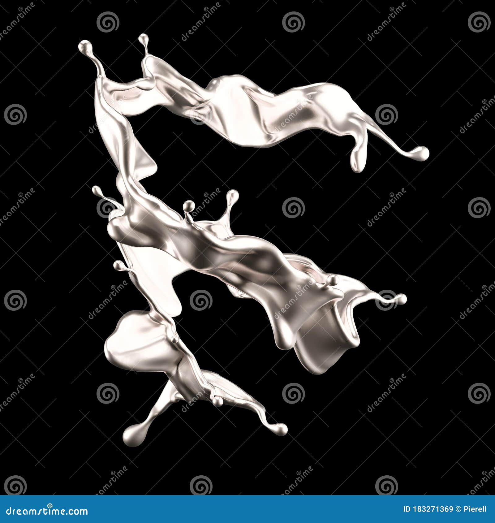 Luxury Silver Splash of Liquid. 3d Illustration, 3d Rendering Stock ...