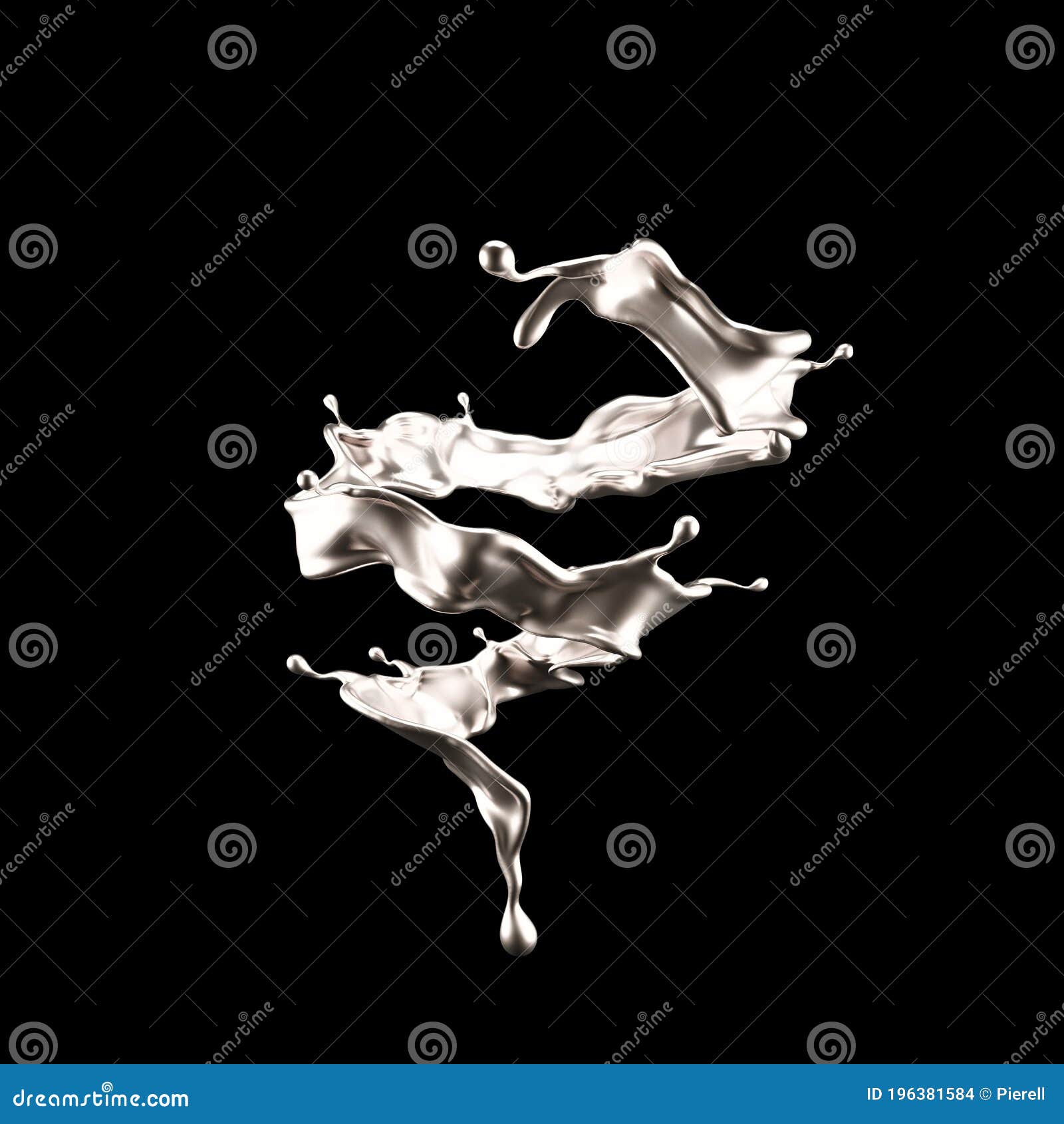 Luxury Silver Splash of Liquid. 3d Illustration, 3d Rendering Stock ...