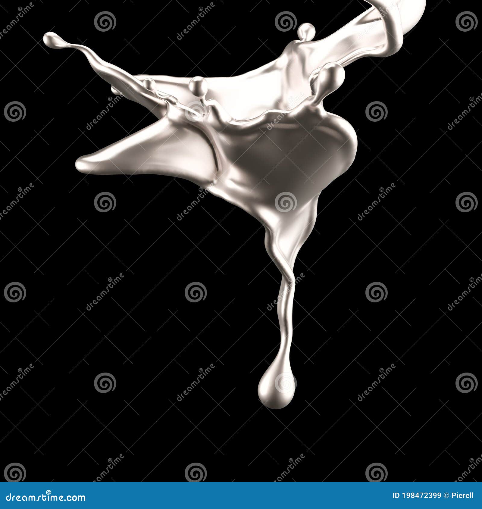 Luxury Silver Splash of Liquid. 3d Illustration, 3d Rendering Stock ...