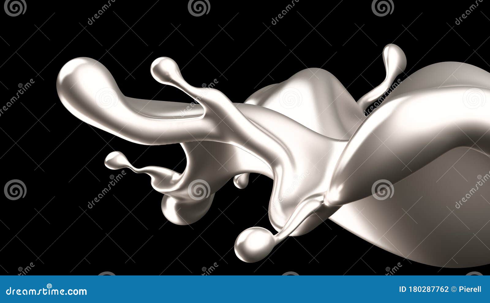 Luxury Silver Splash of Liquid. 3d Illustration, 3d Rendering Stock ...