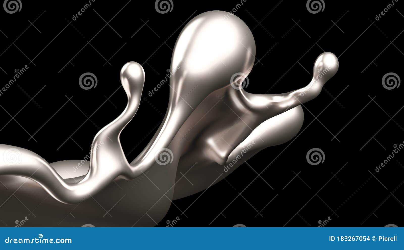 Luxury Silver Splash of Liquid. 3d Illustration, 3d Rendering Stock ...