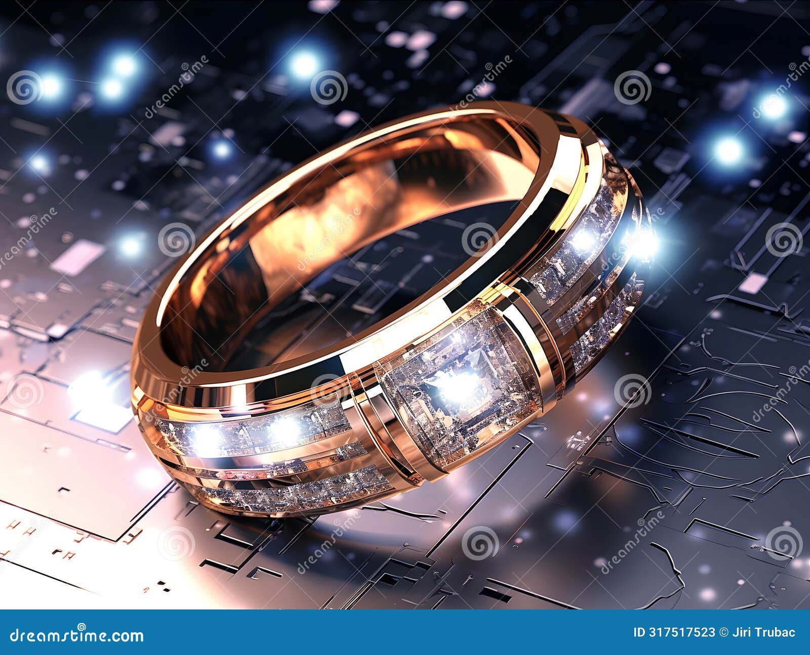 A Luxury Smart Ring Equipped with an Electronic Circuit Stock Image ...