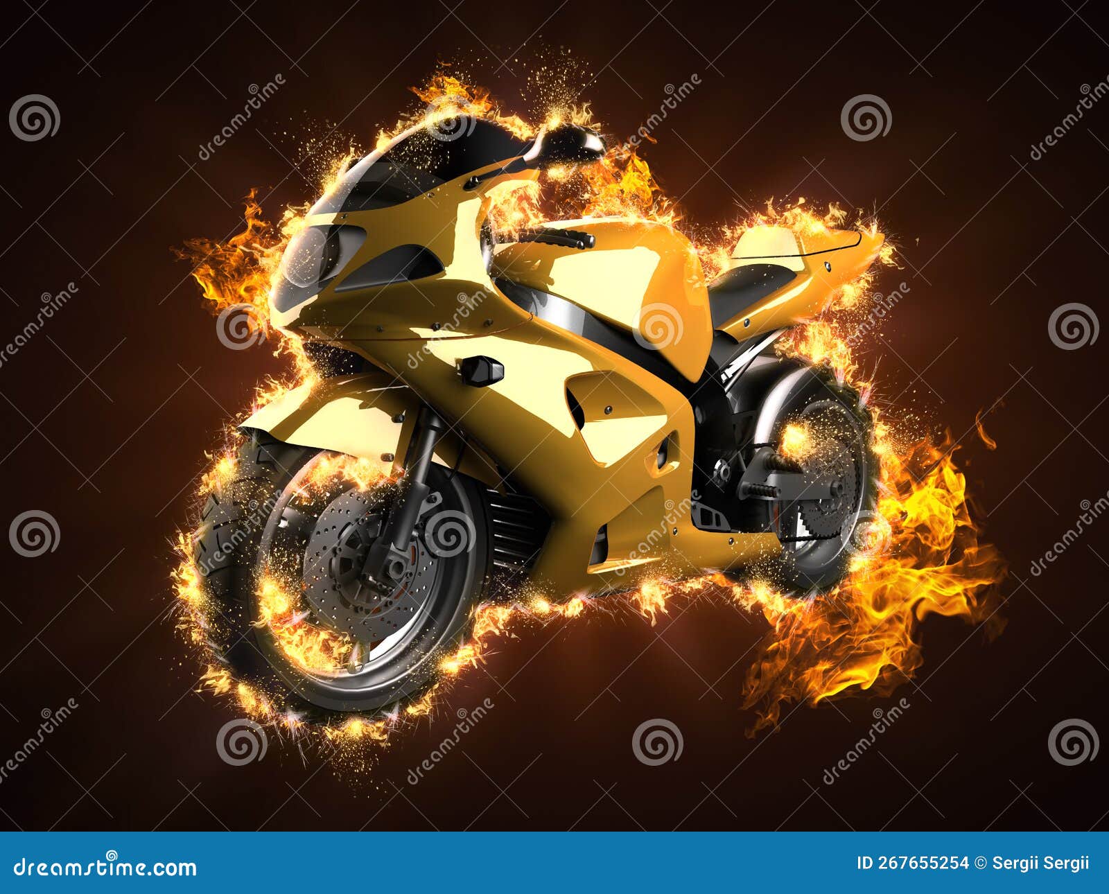Luxury sportbike in fire stock photo. Image of modern - 267655254