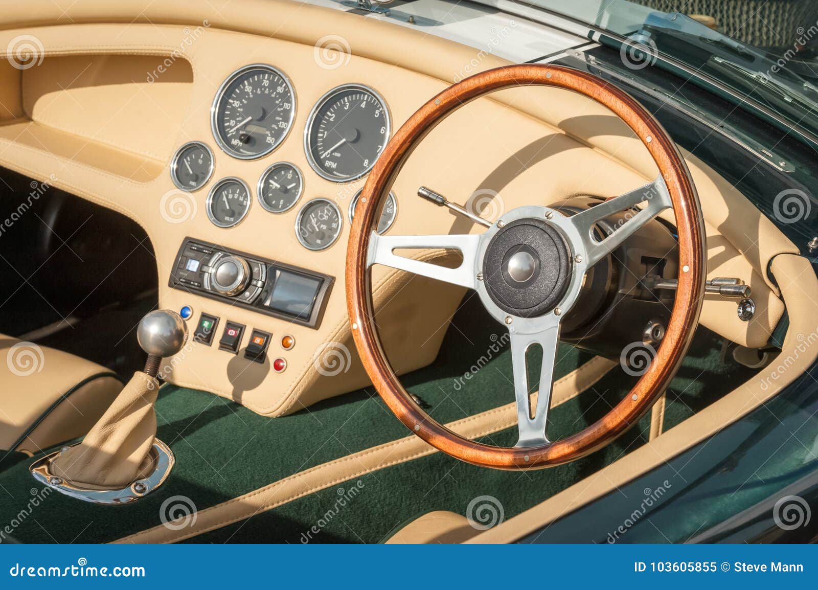 Luxury sports-car interior stock image. Image of dials - 103605855