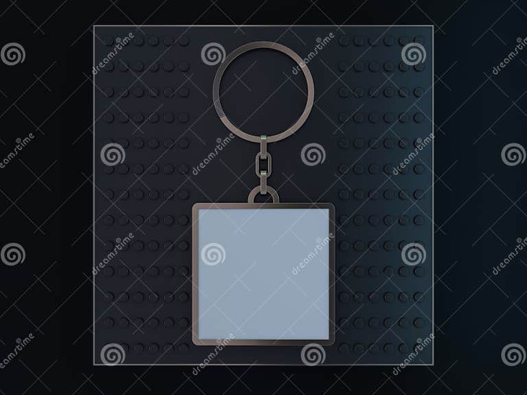 Luxury Square Keychain with Space for Text or Logo. 3D Stock ...