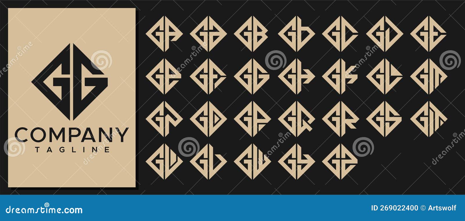 Luxury Square Letter G Logo Design Template. Modern Line GG G Letter ...