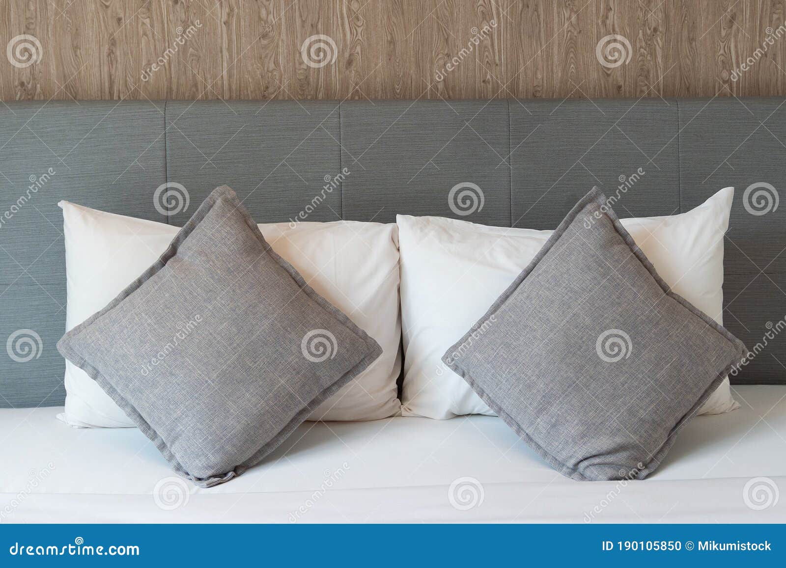 Luxury Stacking of Pillows on Bed Stock Photo - Image of mattress ...