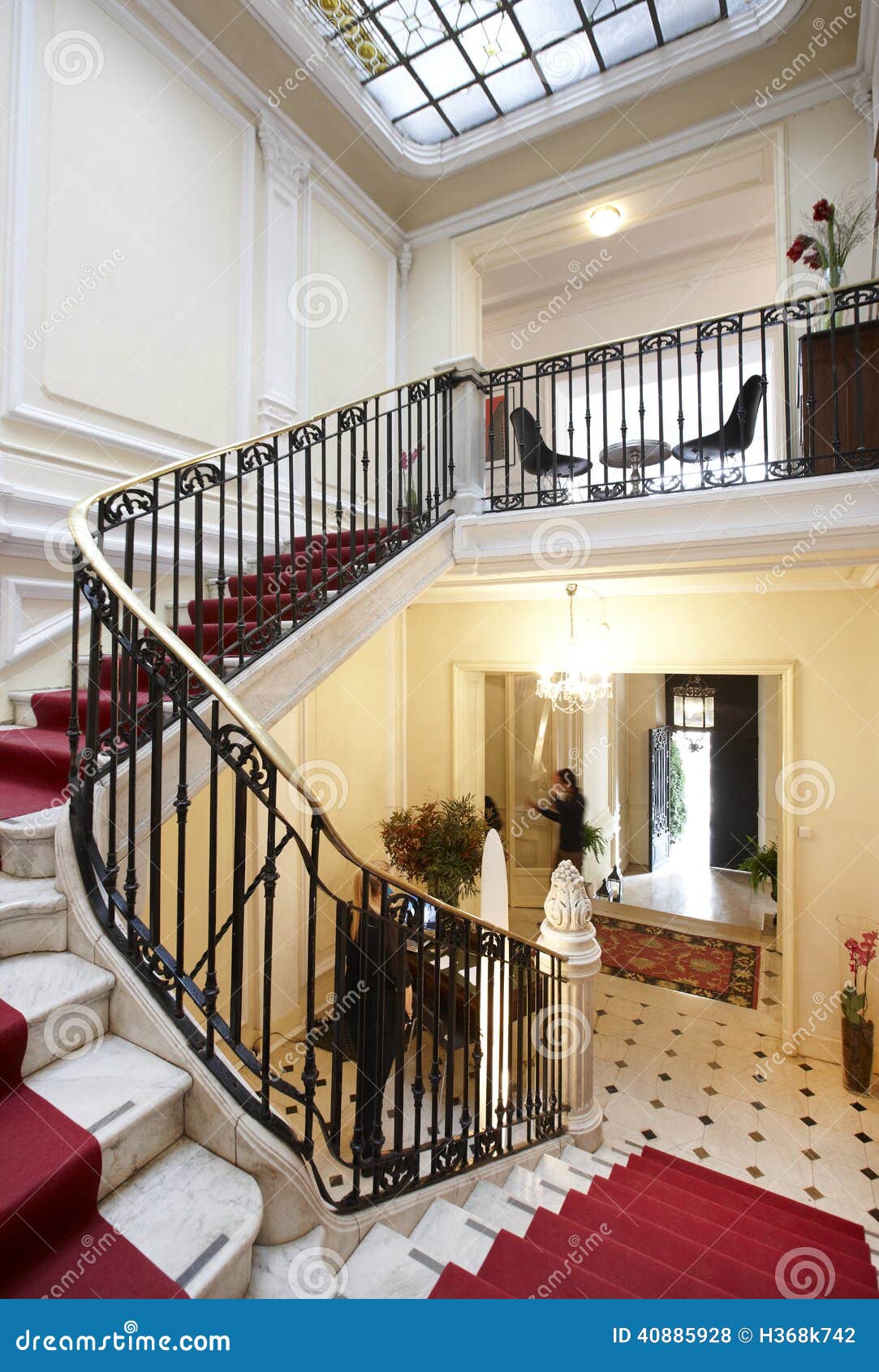 Luxury Stair with Red Carpet in an Classic Residence Stock Photo ...