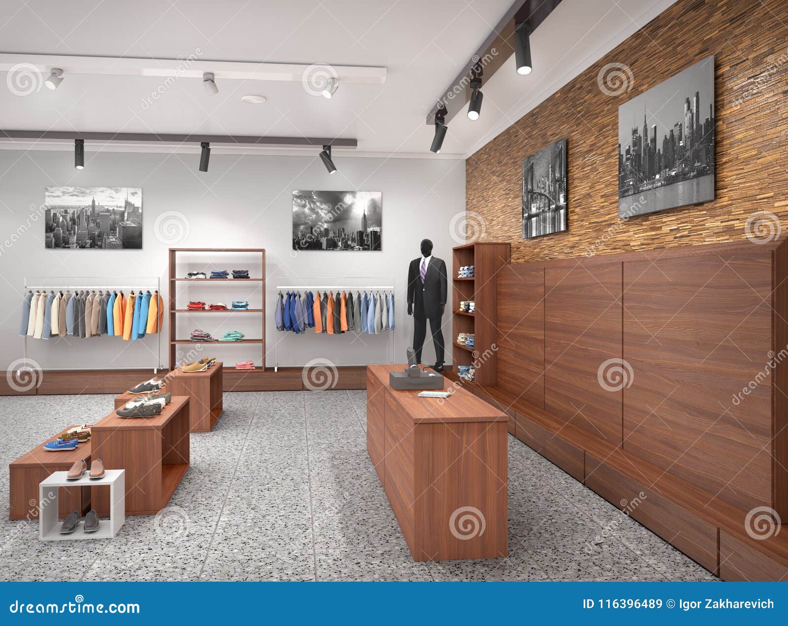 Store Interior. 3d Illustration Stock Illustration - Illustration of ...