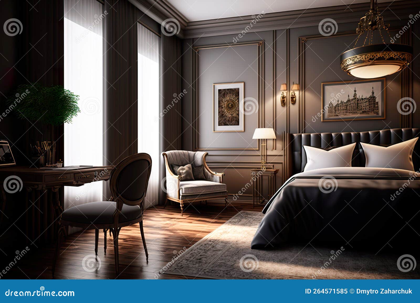 Luxury Studio Apartment . Bedroom Room Light Hotel Apartment Stock ...