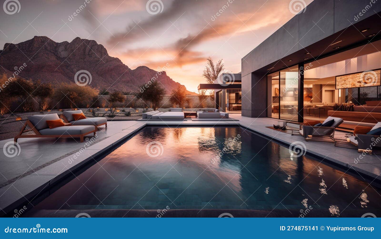 Luxury Sunset Poolside Relaxation with Stunning Landscape View ...