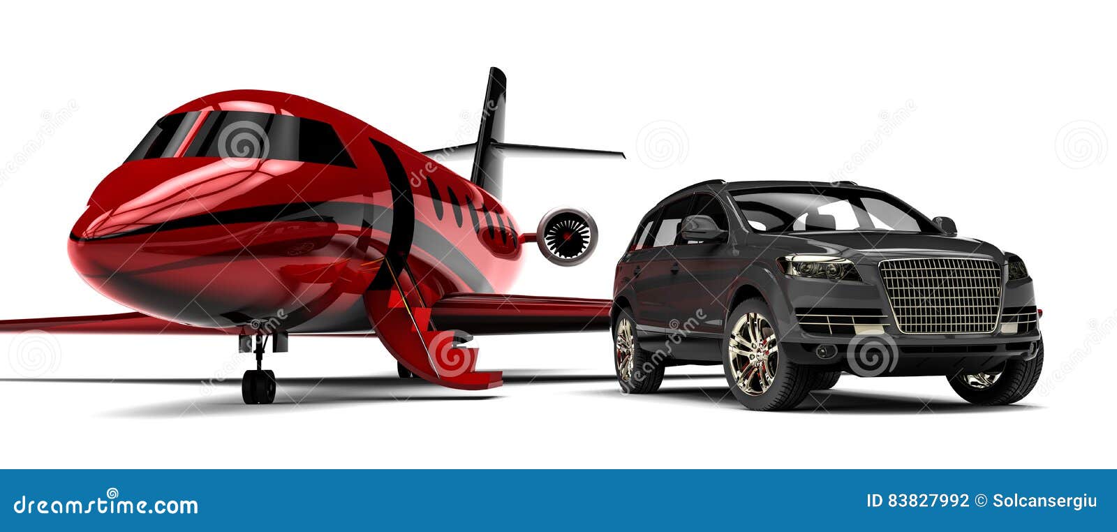 Luxury SUV with a Private Jet Stock Illustration - Illustration of ...