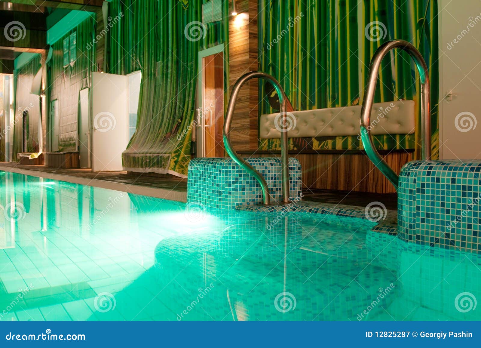 Luxury swimming pool stock image. Image of poolside, illuminated - 12825287