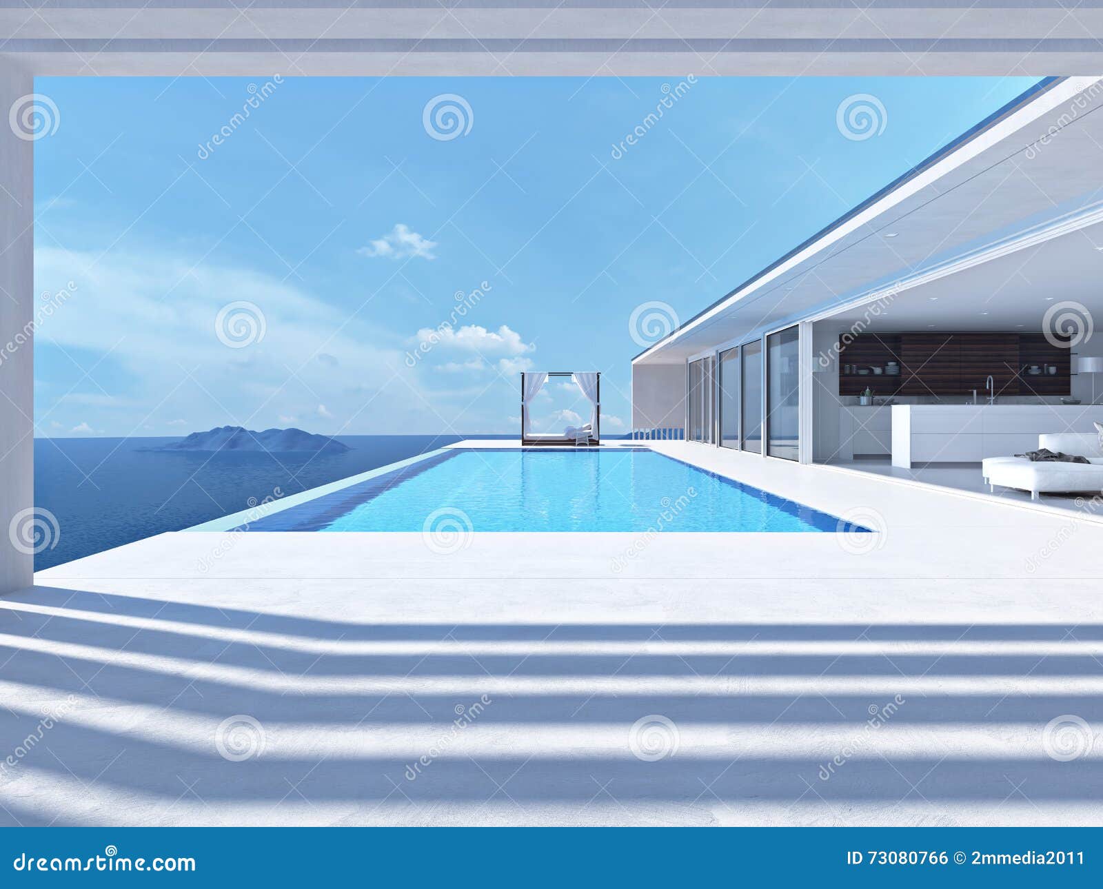 Luxury Swimming Pool. 3d Rendering Stock Photo - Image of greece ...