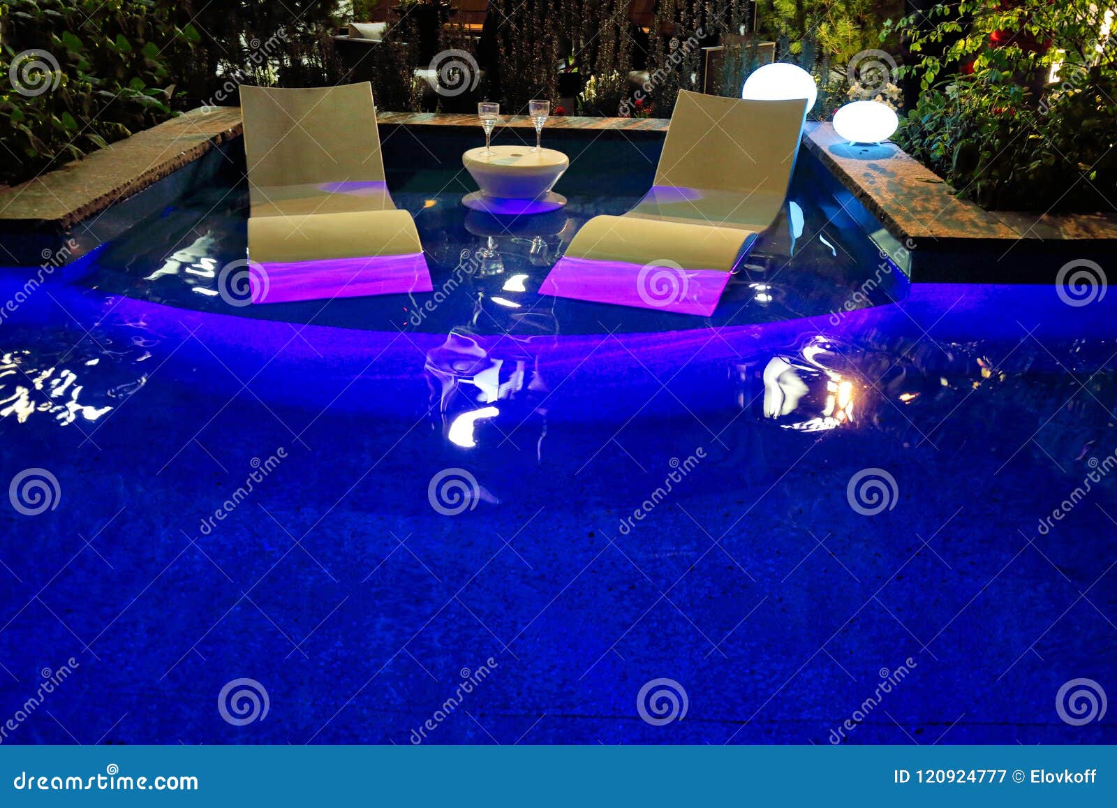 Swimming pool at night stock image. Image of friends - 120924777