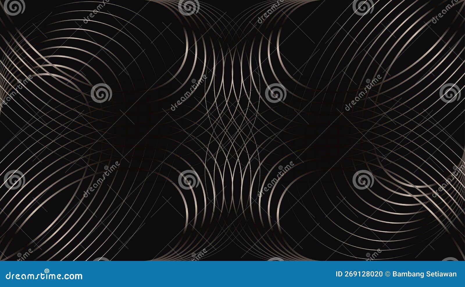 Luxury Symmetrical Silver Curved Line Pattern on a Black Background ...