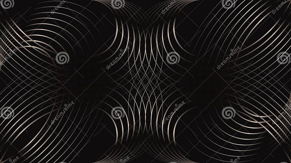 Luxury Symmetrical Silver Curved Line Pattern on a Black Background ...