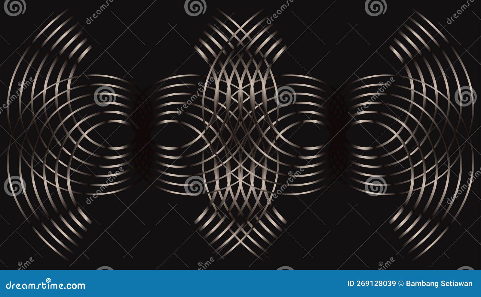 Luxury Symmetrical Silver Curved Line Pattern on a Black Background ...