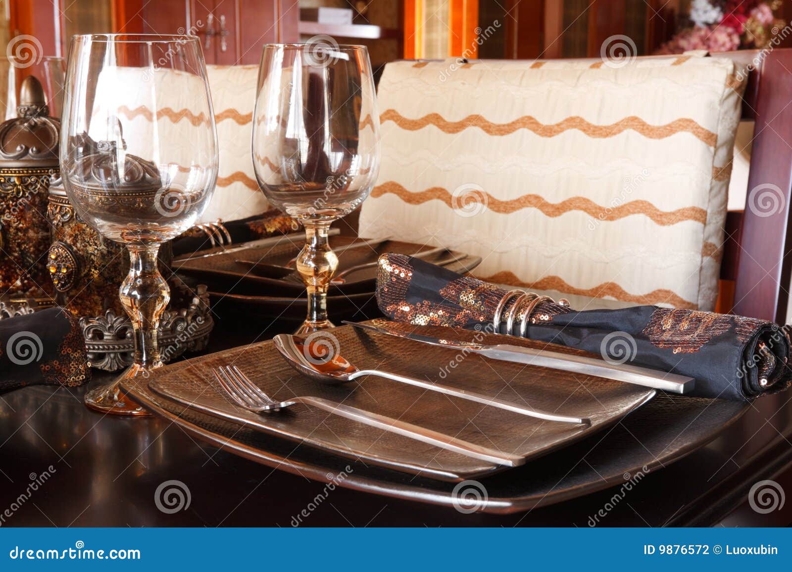 The luxury tableware stock photo. Image of table, interior - 9876572