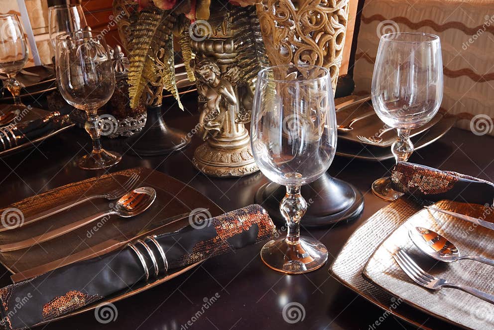 The luxury tableware stock image. Image of dishware, wooden - 9876643