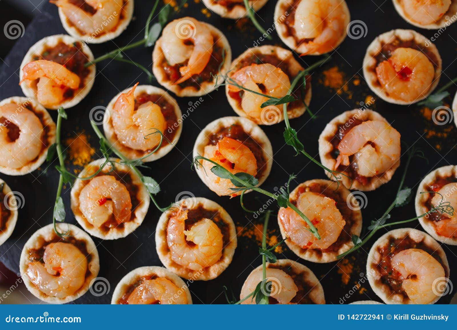 Luxury Tartlets with Shrimp for Dinner in the Restaurant, Catering ...