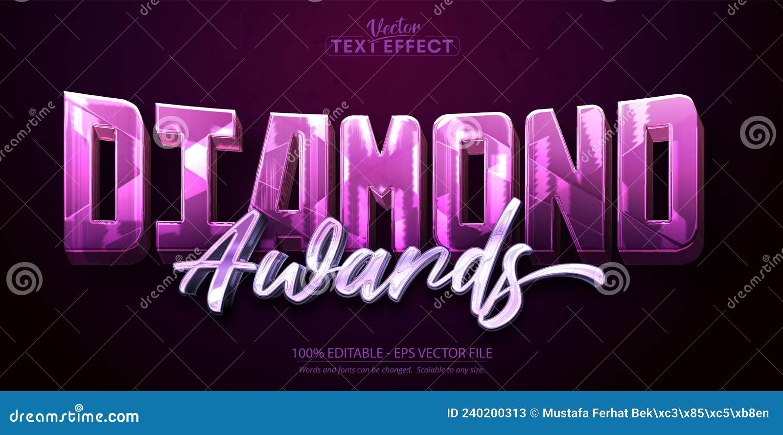 Luxury Text Effect, Editable Shiny Pink Color Text Style, Diamond ...