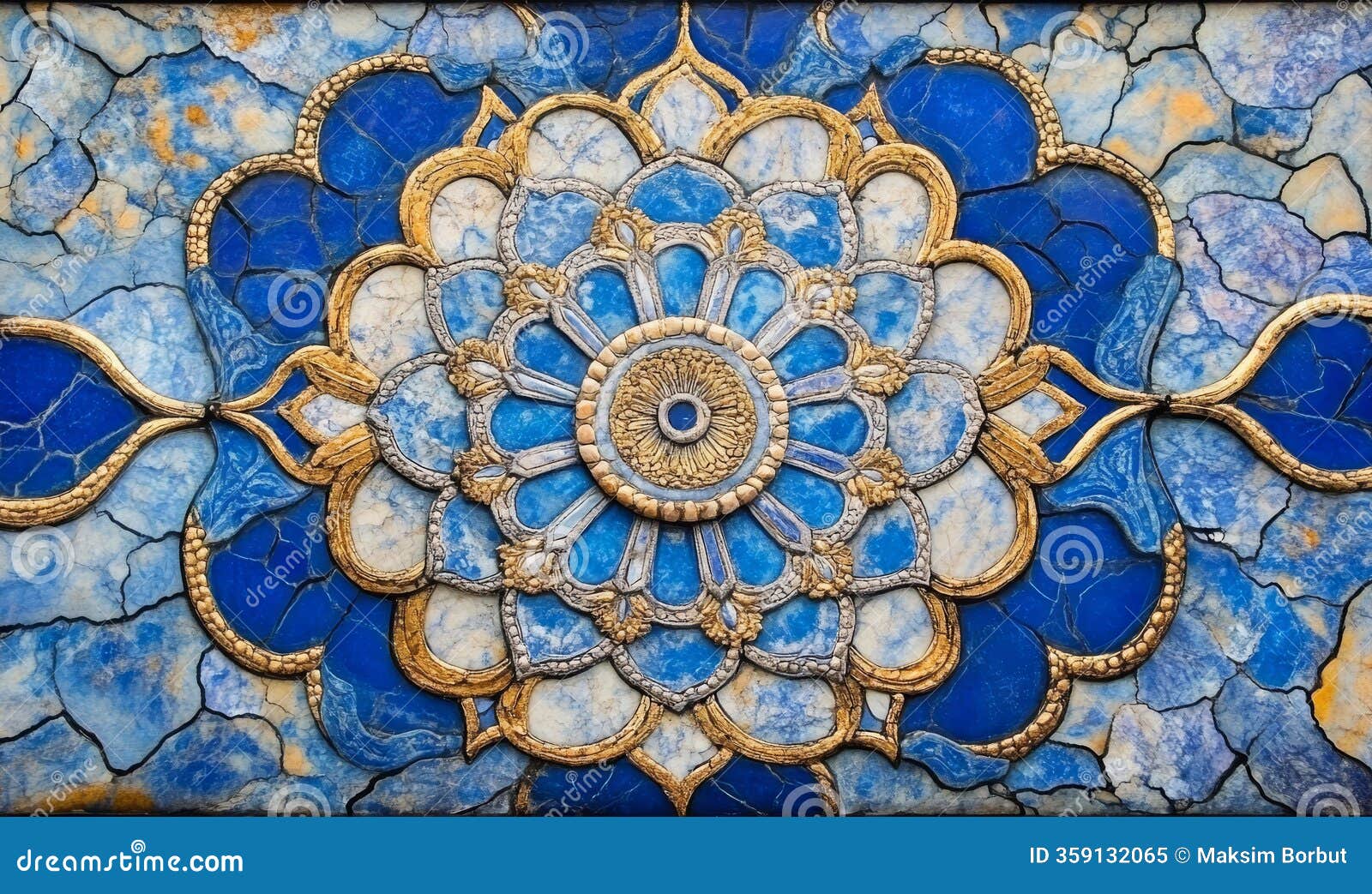 Luxury Thai Pattern with a Blue Background and a Modern Illustration ...