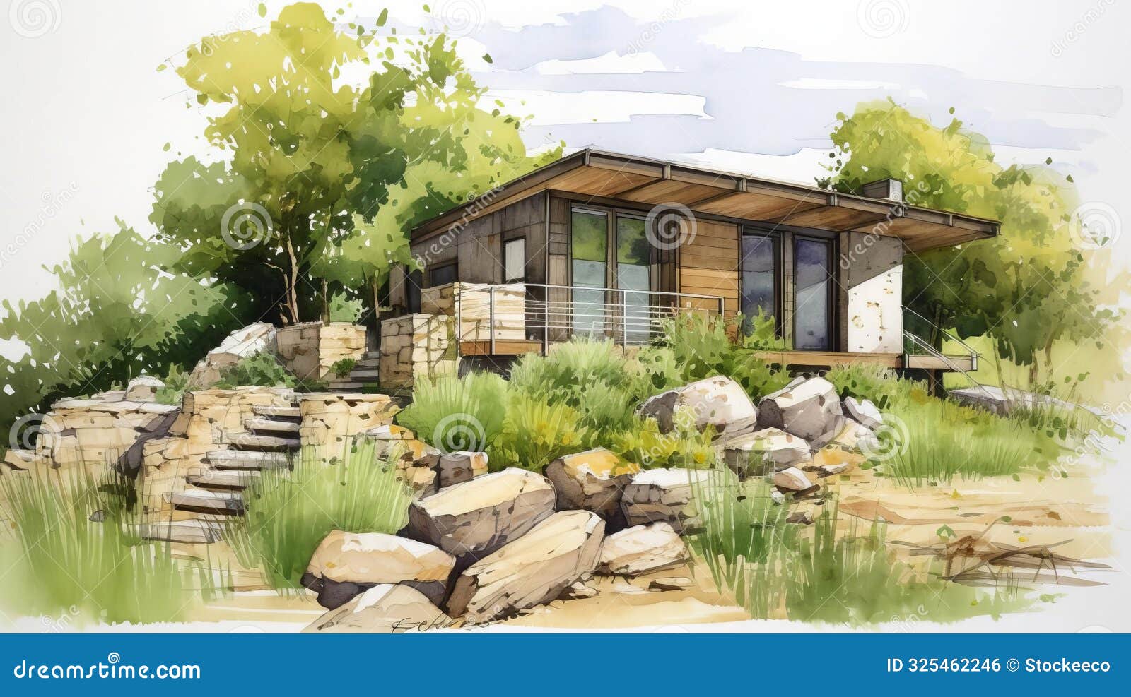 Luxury Tiny Home Design with Green Architecture Elements Stock ...