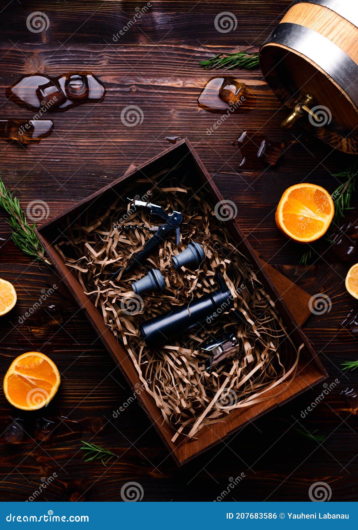 Luxury Tools for Winery with Corks for Wine on Wooden Table, Sommelier ...