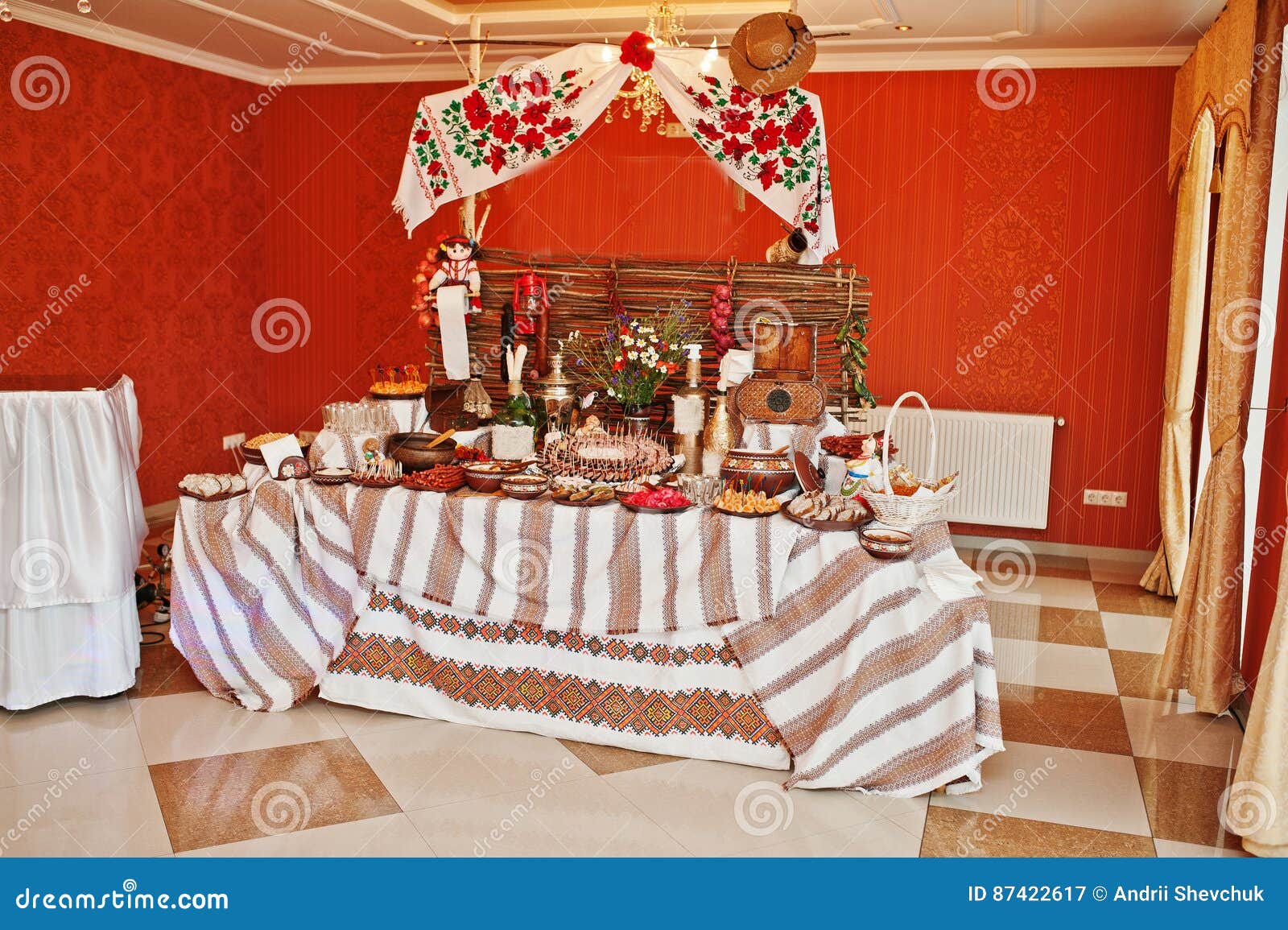 Luxury Traditional Ukrainian Wedding Reception Table with Differ Stock ...
