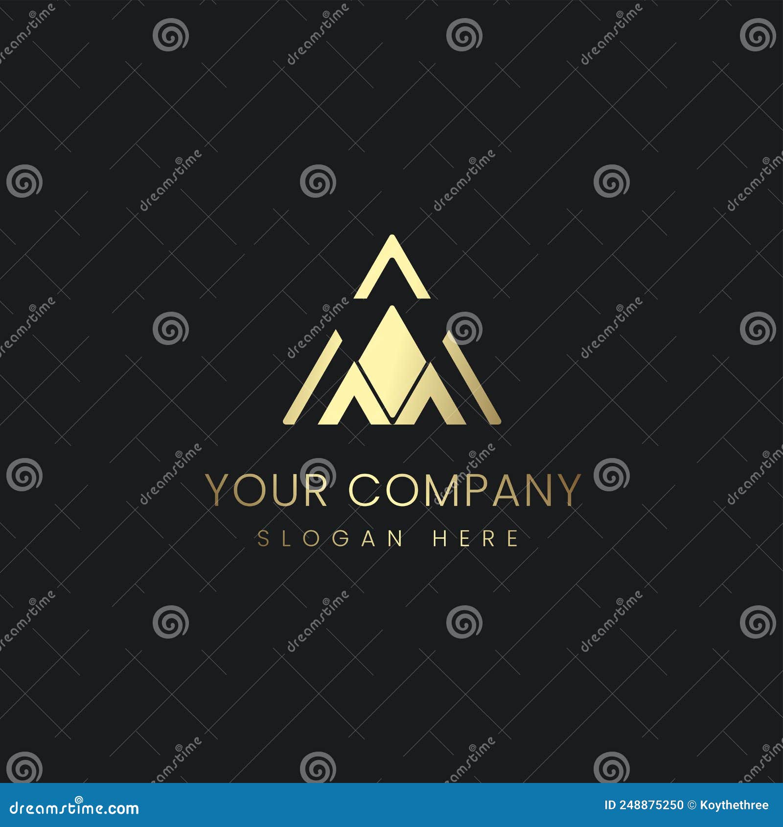 A Luxury Triangle Logo Design in Golden Vector Template, Vector and ...