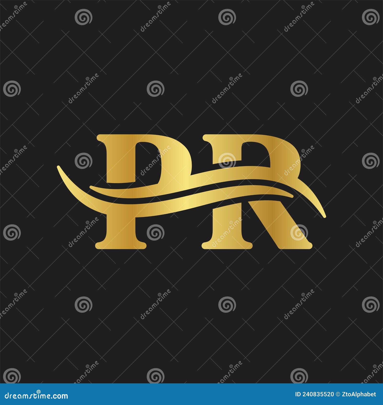 PR Letter Logo Monogram Minimal Wave Design Stock Vector - Illustration ...