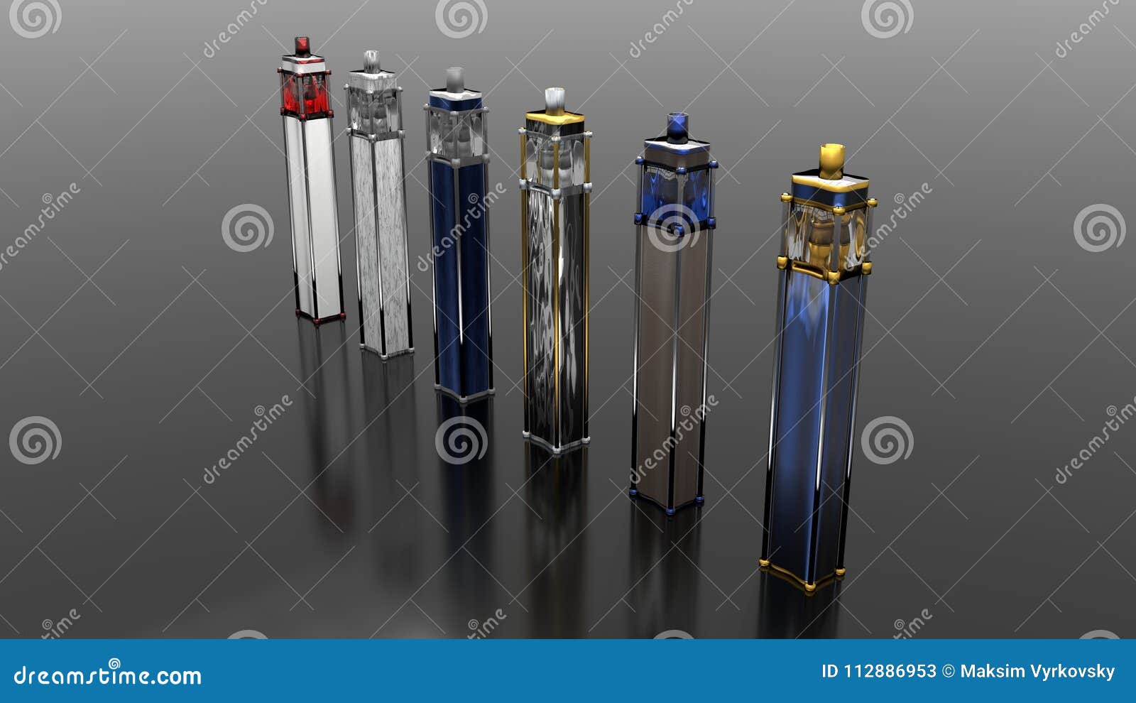 Set Of Electronic Vapes In A Variety Of Colors Standing Side By Side ...