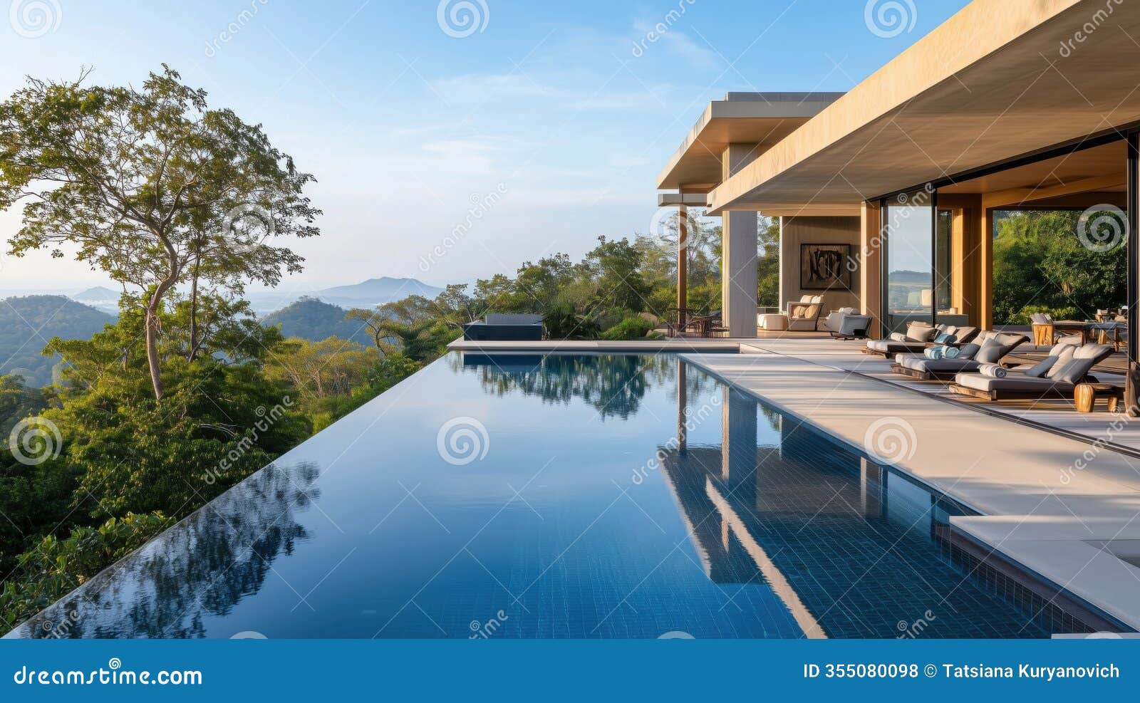 Luxury Villa with Infinity Pool and Stunning Mountain Views Stock Photo ...