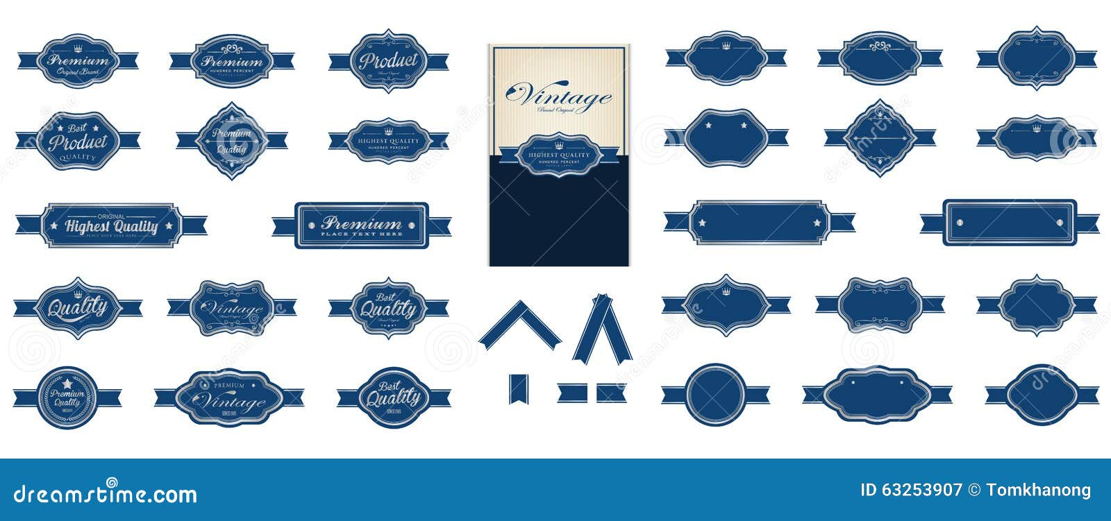 Luxury Vintage Blue Premium Labels Vector Design. Stock Vector ...