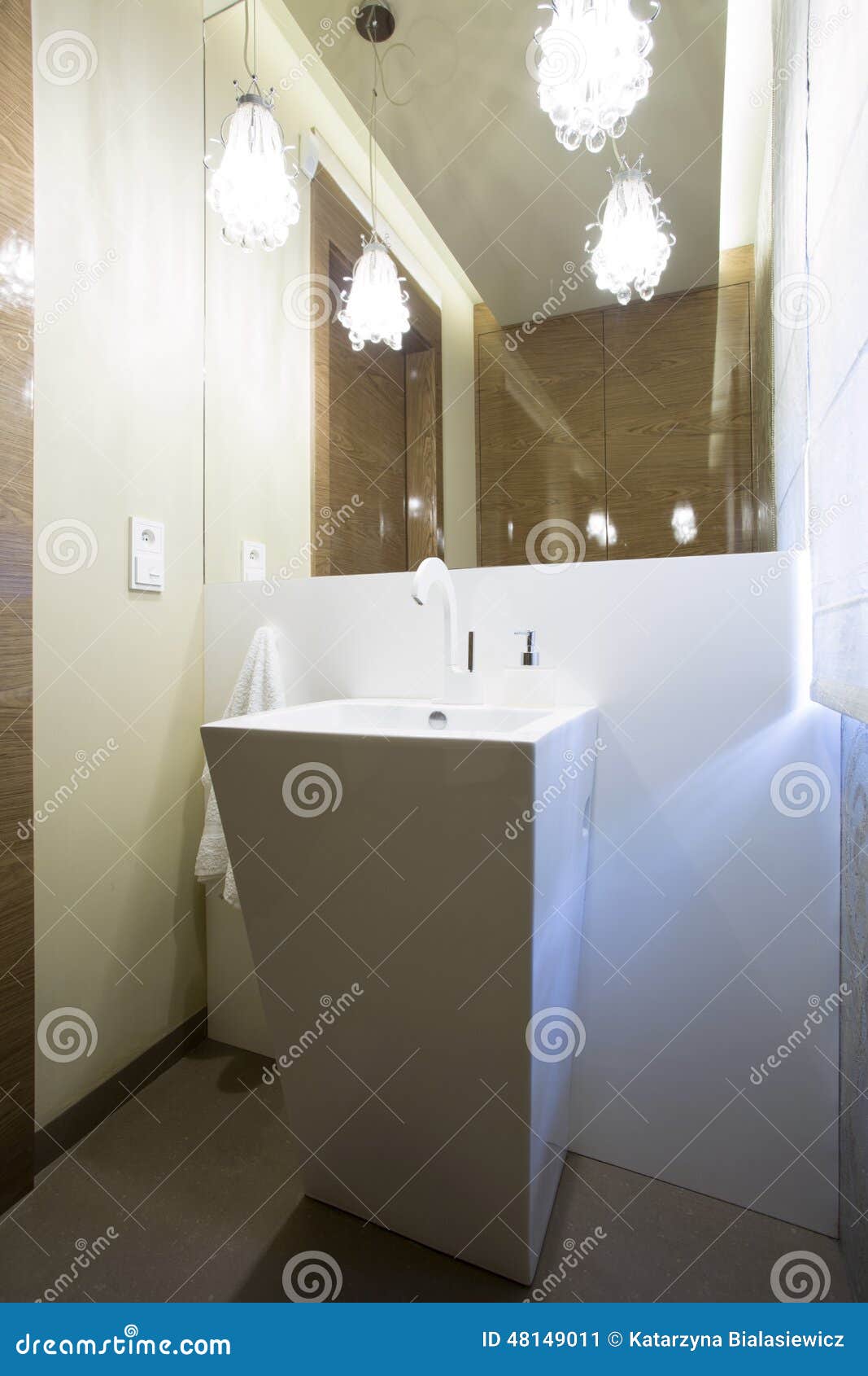 Luxury Washroom with Designed Washstand Stock Image - Image of hygiene ...